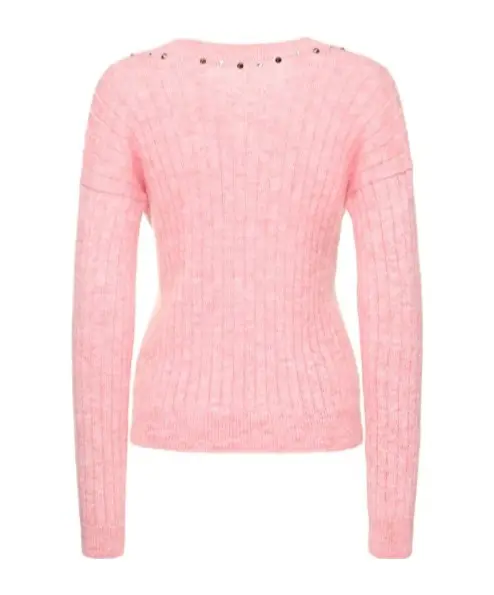 Alessandra Rich Crystal Embellished Ribbed Sweater
