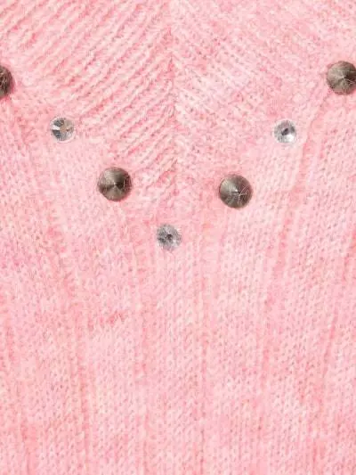 Alessandra Rich Crystal Embellished Ribbed Sweater