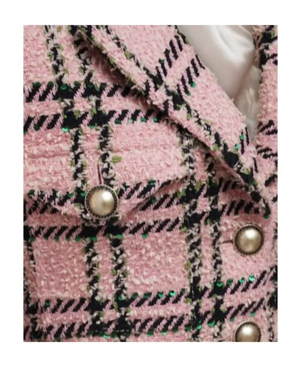 Alessandra Rich Cropped Plaid Tweed Jacket