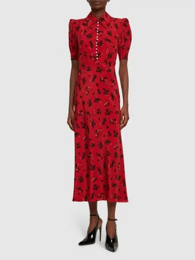 Alessandra Rich Short-sleeved Printed Maxi Dress