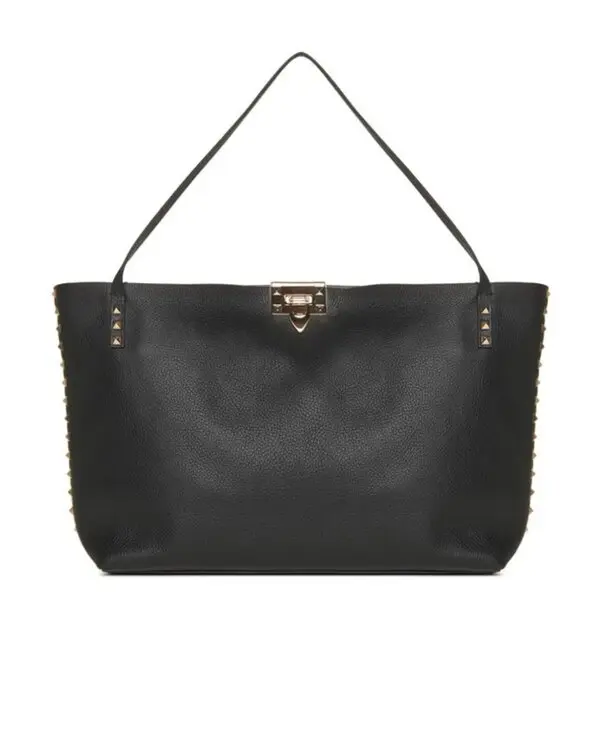 Valentino Garavani Rockstud Embellishment Medium Top Handle Bag - Black
