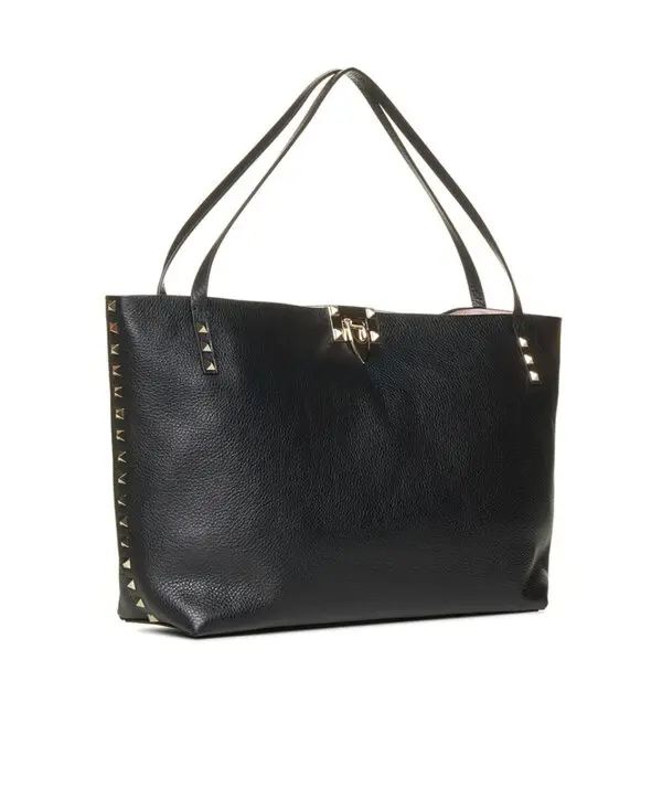 Valentino Garavani Rockstud Embellishment Medium Top Handle Bag - Black
