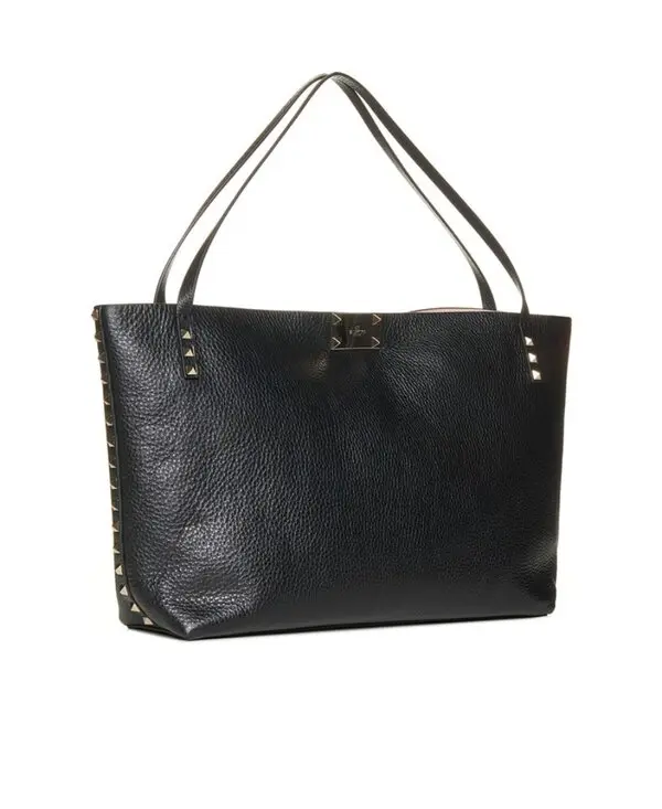 Valentino Garavani Rockstud Embellishment Medium Top Handle Bag - Black