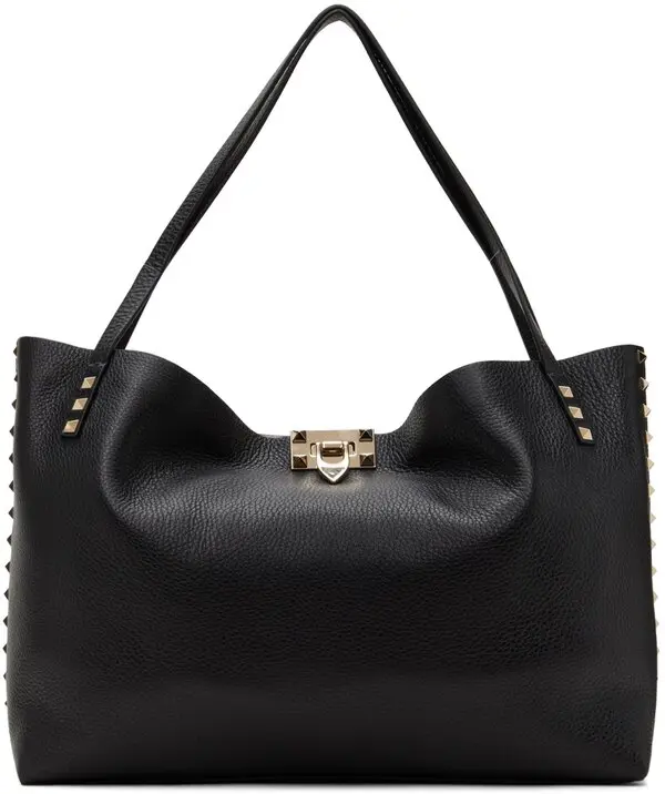 Valentino Garavani Rockstud Embellishment Medium Top Handle Bag - Black