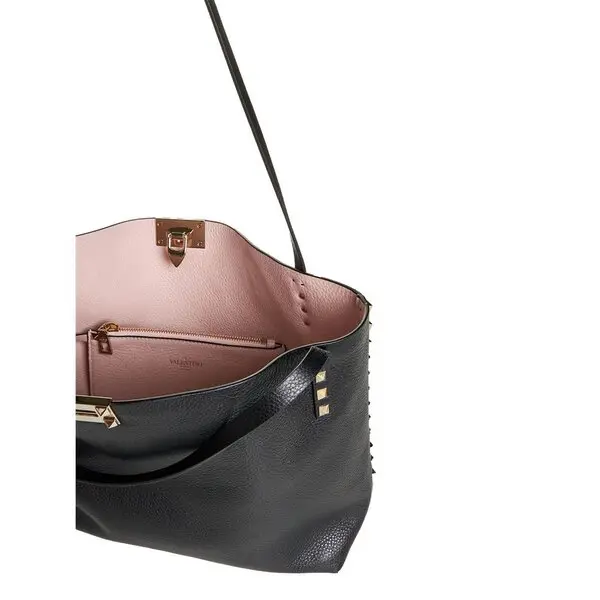 Valentino Garavani Rockstud Embellishment Medium Top Handle Bag - Black