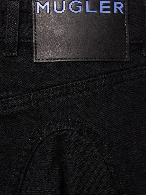 MUGLER Ruffled Denim Mini Skirt
