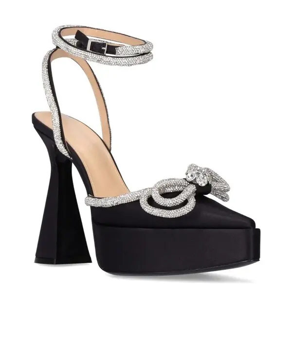 MACHMACH Double Bow-trimmed High Heel Platform Sandals