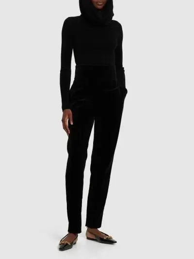 Alexandre Vauthier High-rise Velvet Casual Pants