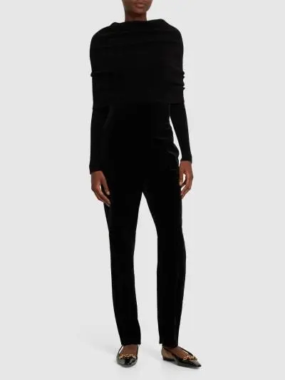 Alexandre Vauthier High-rise Velvet Casual Pants