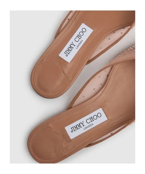 JIMMY CHOO Embellished Mesh Flat Mules