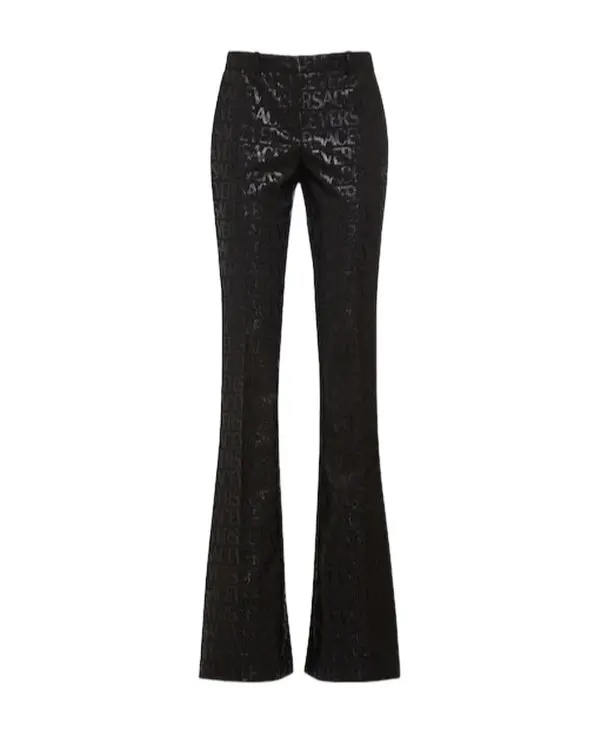 Versace Logo Jacquard Bell Bottoms - Black