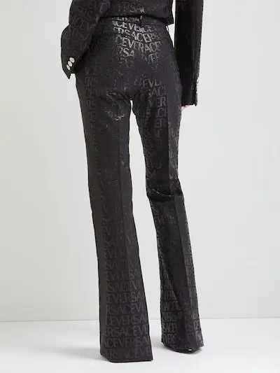 Versace Logo Jacquard Bell Bottom Trousers