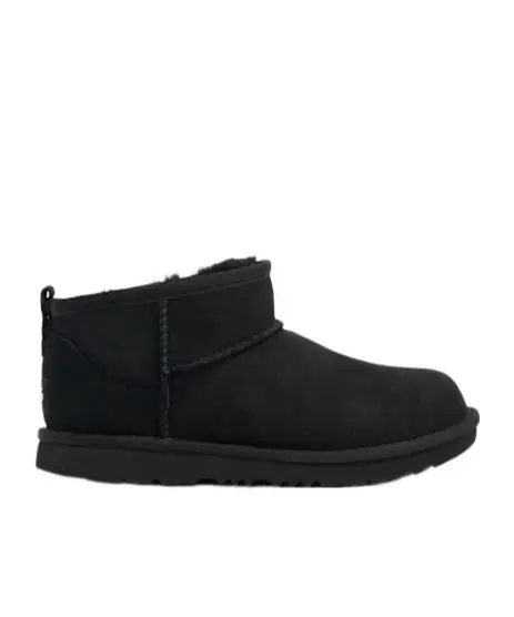 UGG Short Snow Boots With Rear Pull Ring And Logo Detail - Black