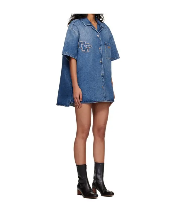 Off-White Royal Patch Denim Shirt Dress