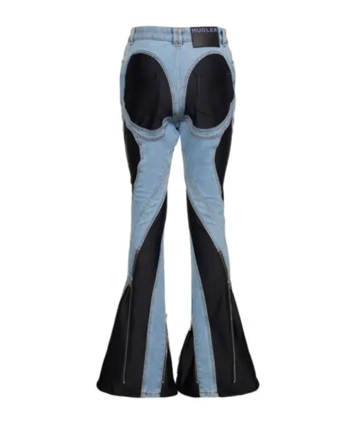 MUGLER Zippered Flare Jeans