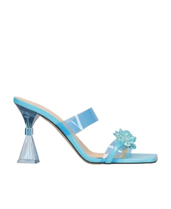 MACHMACH Pvc Leather Sandals With Crystal Flower Detail