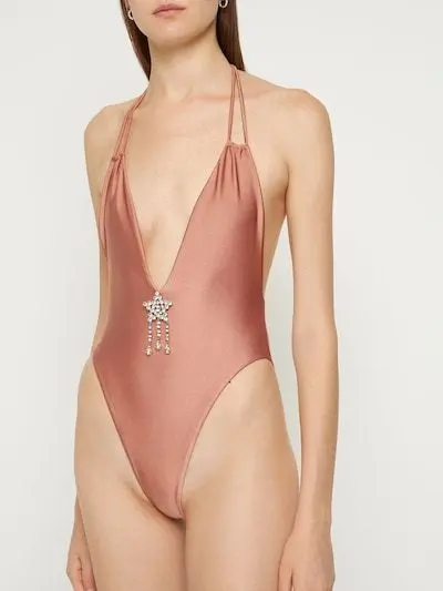 Alessandra Rich Embellished One-piece Swimsuit
