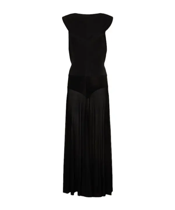 Magda Butrym Draped Jersey Maxi Dress With Sheer Inserts - Black