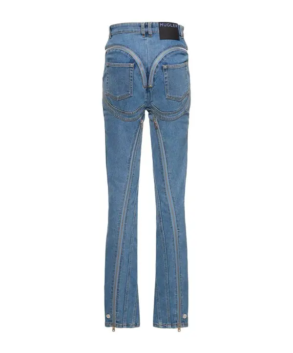 MUGLER High-waist Zipper Detail Jeans