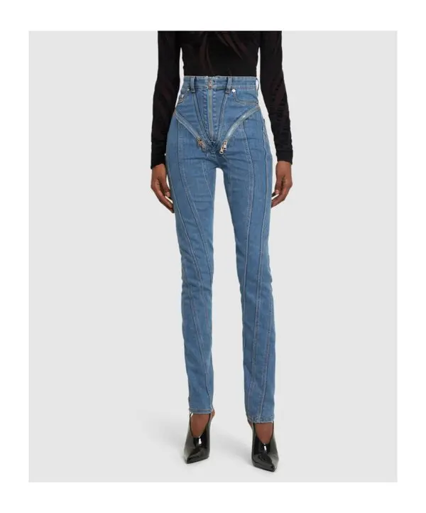 MUGLER High-waist Zipper Detail Jeans