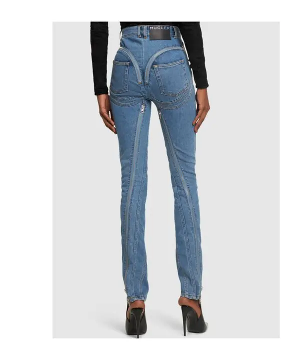 MUGLER High-waist Zipper Detail Jeans