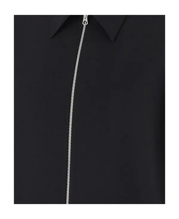 JIL SANDER Zip-up Cotton Shirt Jacket - Black