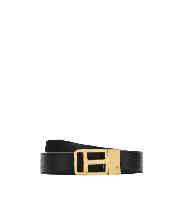 TOM FORD Logo Buckle Leather Belt - Black