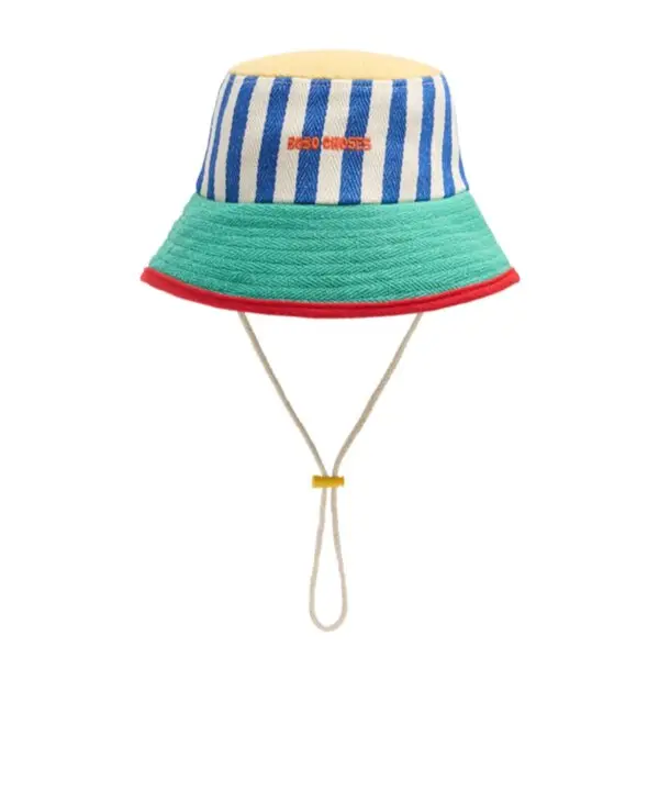 BOBO CHOSES Striped Cotton Bucket Hat - Blue