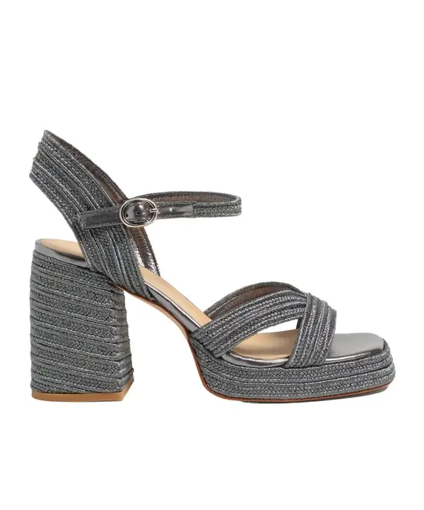 CastaÑer Valle Interwoven Metallic Slingback Sandals - Plum