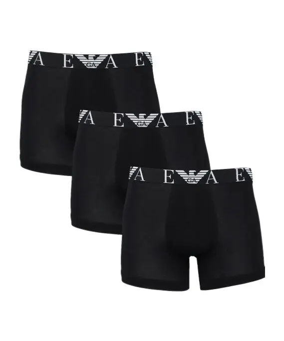 Emporio Armani Logo-waistband Boxers Set Of 3 - Black