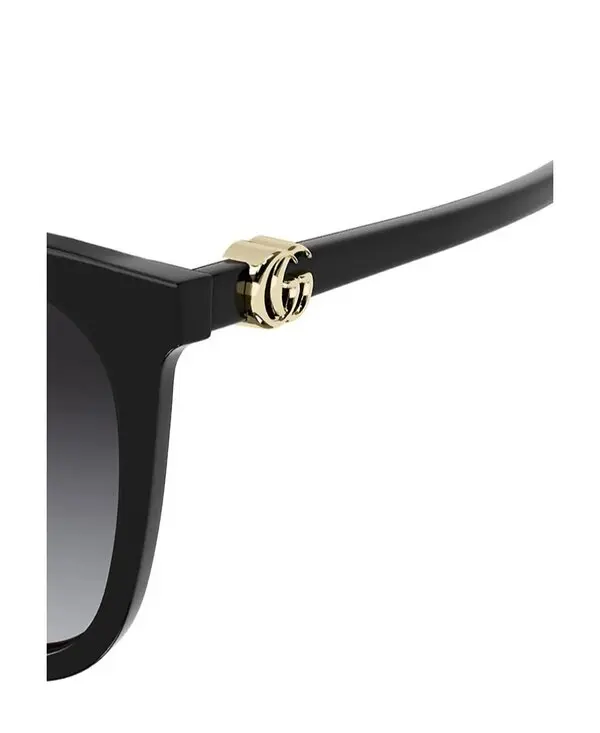 Gucci Square Frame Sunglasses With Gold Logo Detail - Black