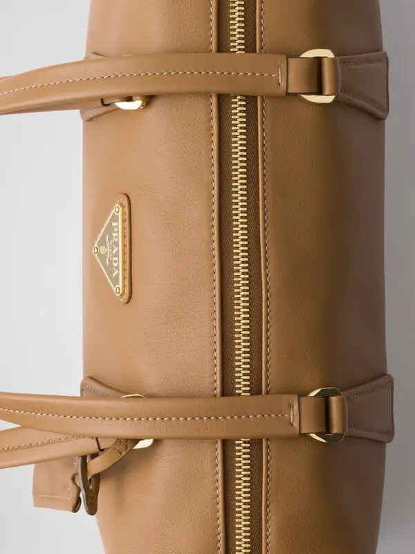 Prada Re-nylon And Leather Medium Top-handle Bag With Padlock