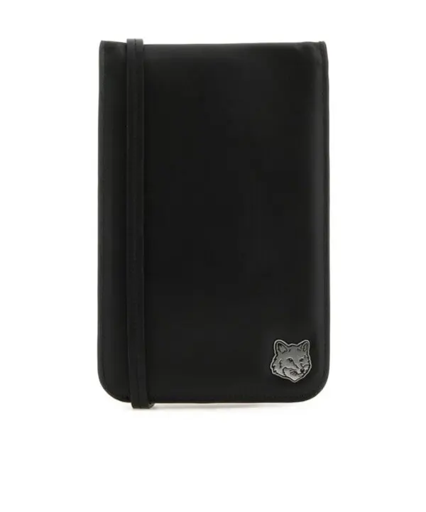 Maison Kitsuné Crossbody Bag With Fox Head Detail - Black