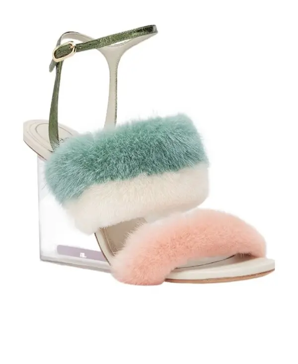 Fendi Mink And Plexiglass Heeled Sandals