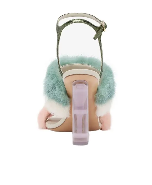 Fendi Mink And Plexiglass Heeled Sandals
