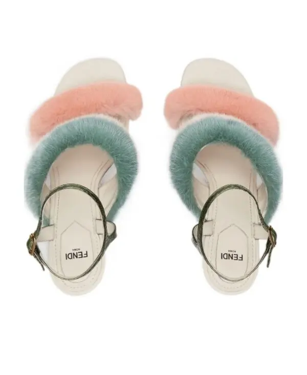 Fendi Mink And Plexiglass Heeled Sandals
