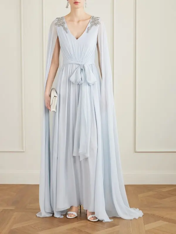 erdem evening dresses Floral pleated voile gown in blue - Erdem