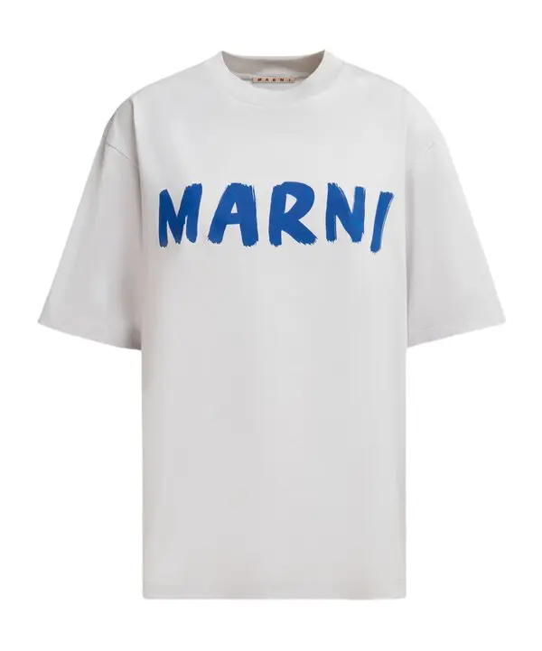 Marni Logo Print Oversized Crewneck T-shirt - Grey