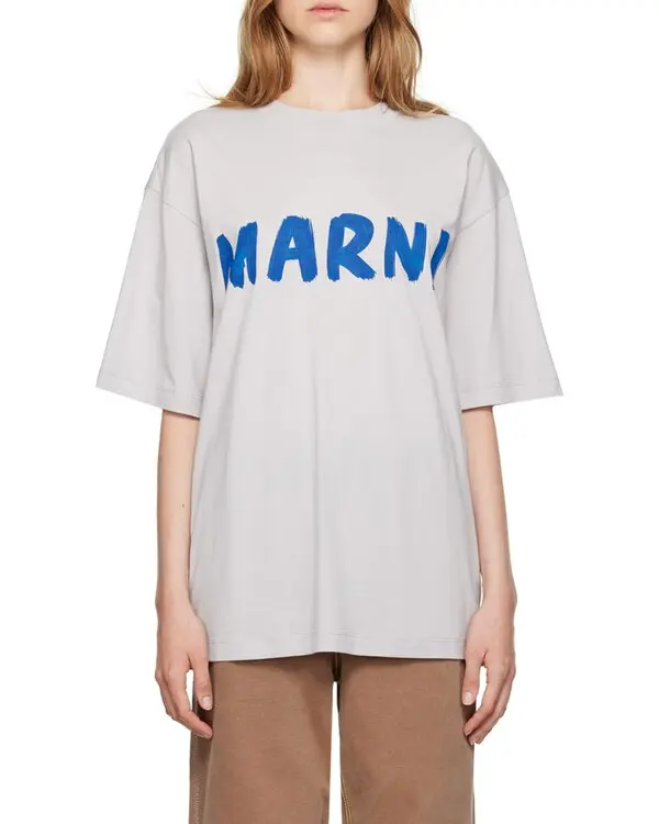 Marni Logo Print Oversized Crewneck T-shirt - Grey