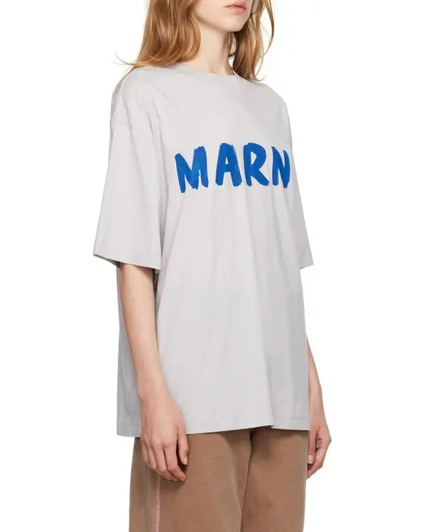 Marni Logo Print Oversized Crewneck T-shirt - Grey