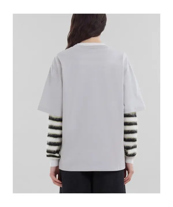 Marni Logo Print Oversized Crewneck T-shirt - Grey