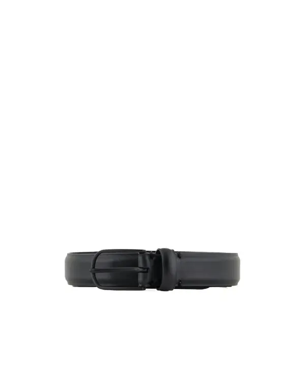 Emporio Armani Logo Embossed Buckle Belt - Black