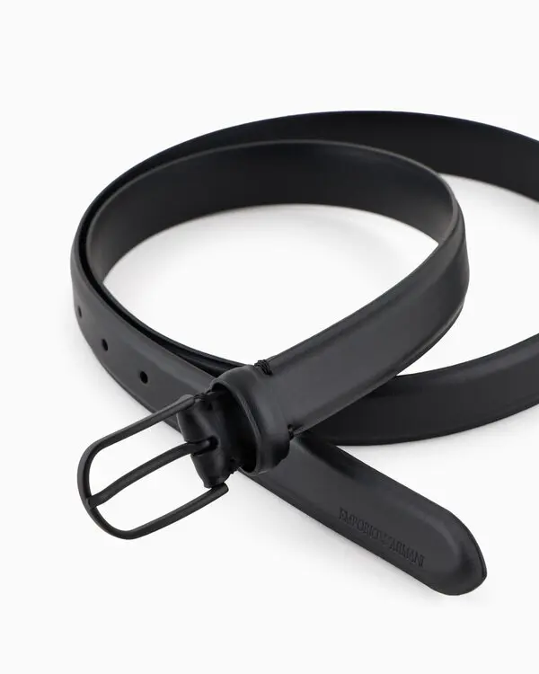 Emporio Armani Logo Embossed Buckle Belt