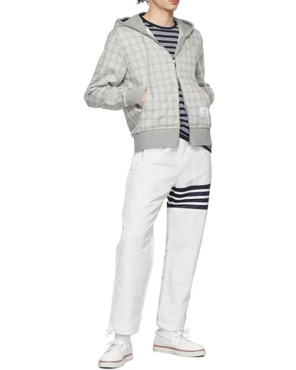 Thom Browne Grey Plaid Zip-front Hoodie