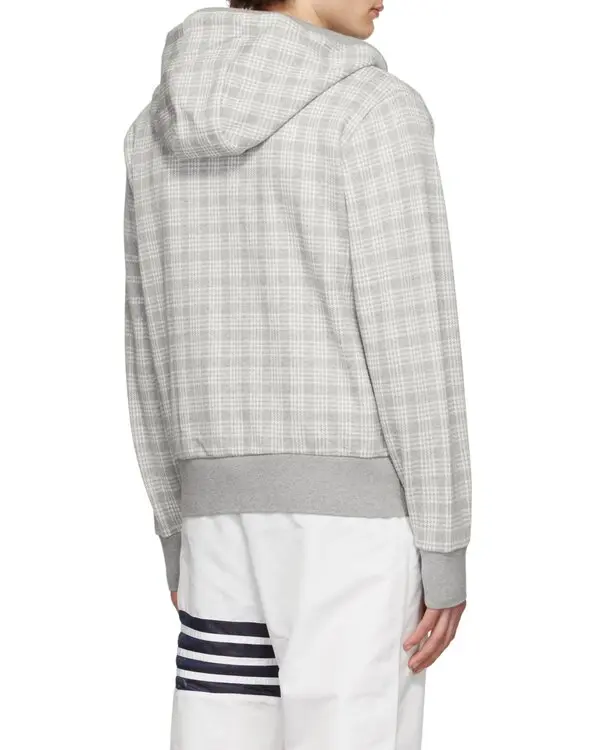 Thom Browne Grey Plaid Zip-front Hoodie