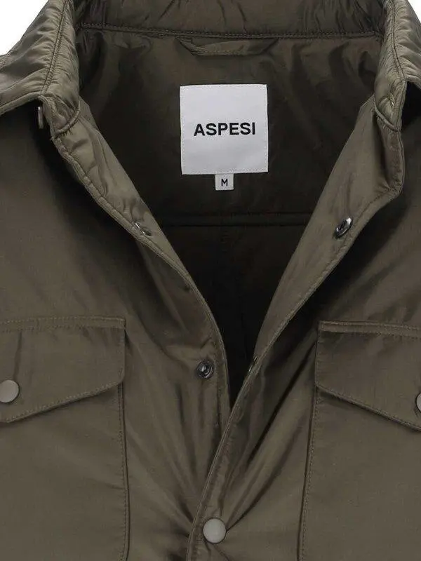 Aspesi Long Sleeve Shirt Jacket With Lapel Collar - Brown