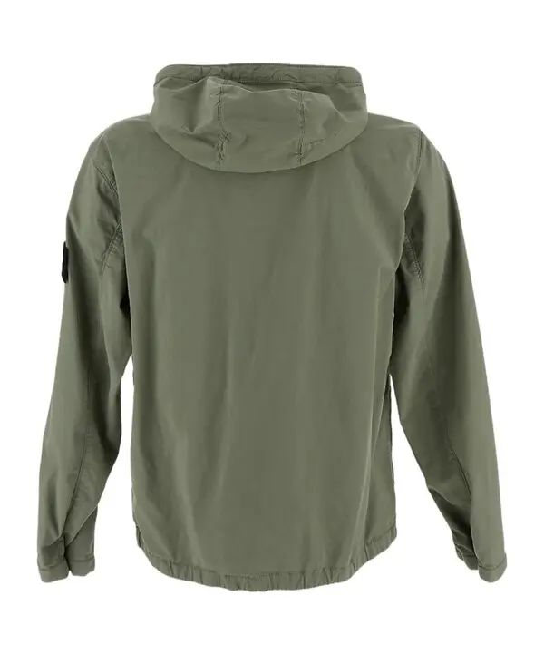 Stone Island Drawstring Hooded Zip-up Jacket - Sage