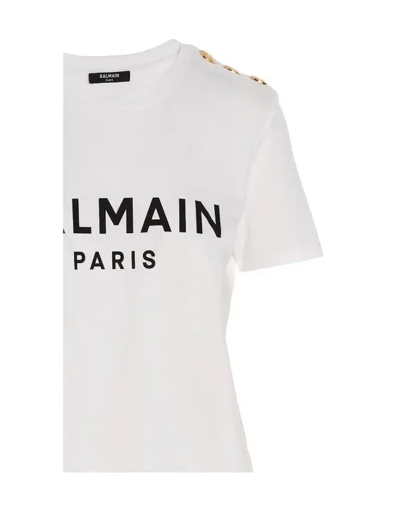 Balmain Logo Printed Crewneck T-shirt - White
