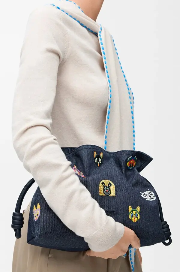 Loewe Logo Detail Embroidered Clutch Bag