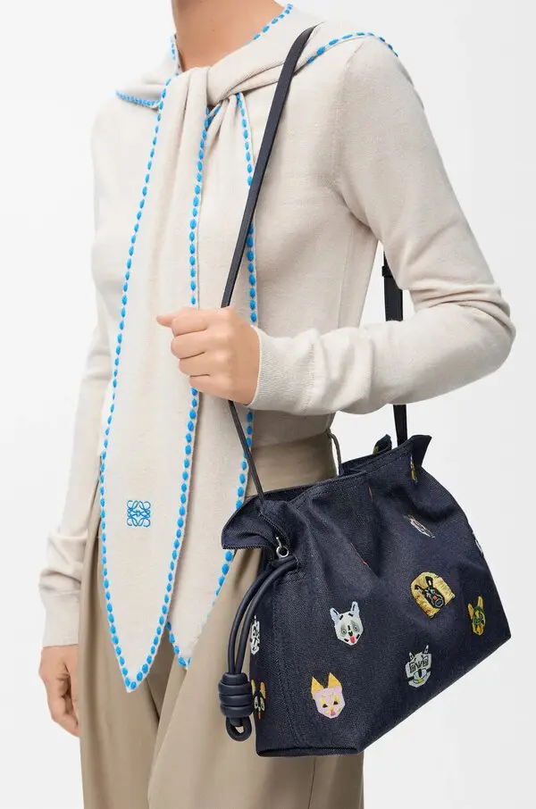 Loewe Logo Detail Embroidered Clutch Bag